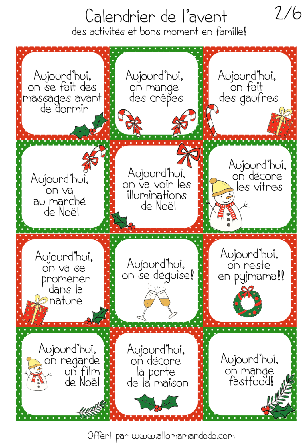 Bon Pour Calendrier De Lavent